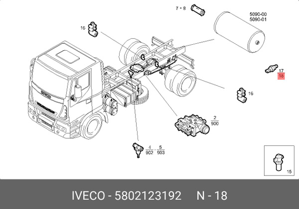 Датчик давления воздуха системы ecas eurocargo Iveco 5802123192 - Iveco ...
