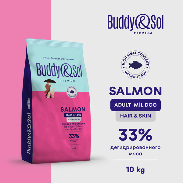 Корм для взрослых собак средних и крупных пород сухой Buddy&Sol 10 кг ...