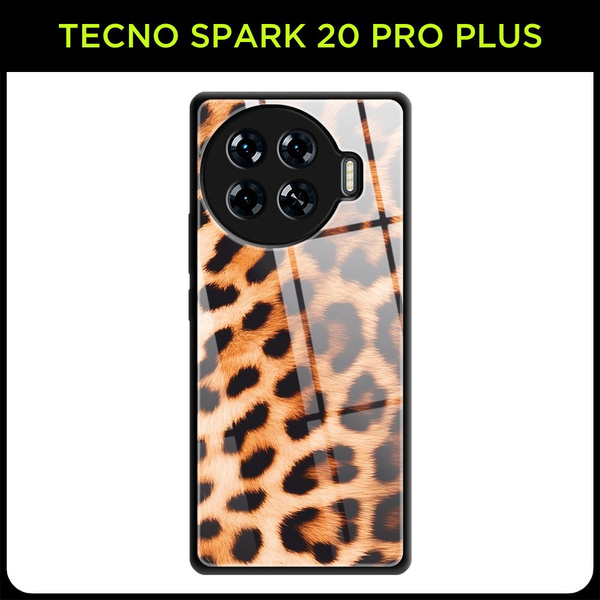 Стеклянный чехол на Tecno Spark 20 Pro Plus Текно Спарк 20 Про Плюс с принтом Шерсть леопарда