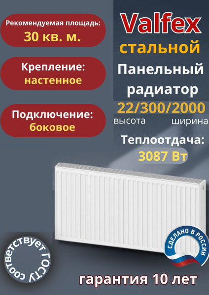 Панельный радиатор Valfex боковое, Сталь купить по доступной цене с доставкой в интернет ...