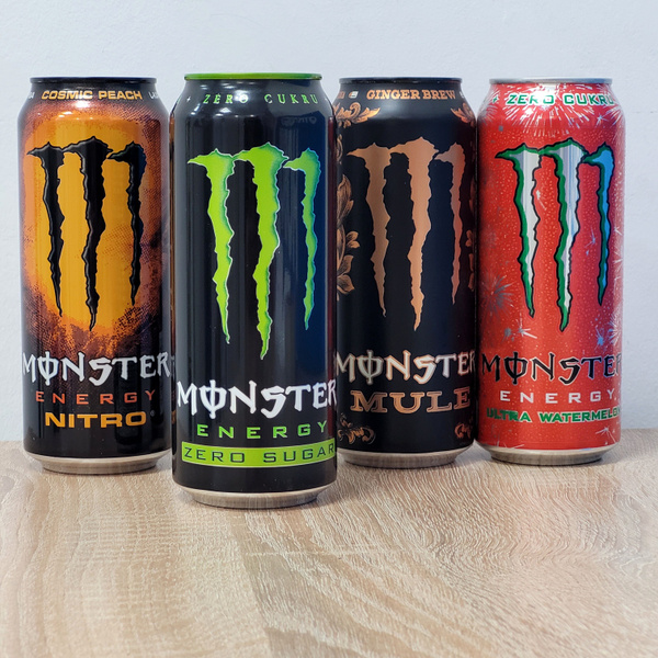 (4шт.) Комбо набор Энергетический напиток Monster Energy Nitro Cosmic Peach + Zero Sugar ...