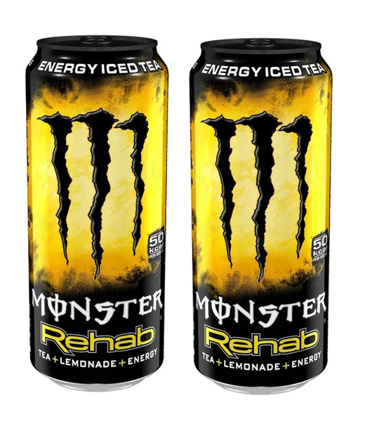 Энергетический напиток Monster Iced Tea Rehab Lemonade, 500 мл х 2 шт ...