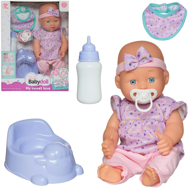 Игровой набор Junfa Пупс My Sweet Love 35 см в сиреневой кофточке и штанишках, с горшком ...