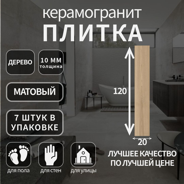 Керамогранит Kerranova K-522, коллекция: Madera, 20x120x10 купить на OZON по низкой цене ...