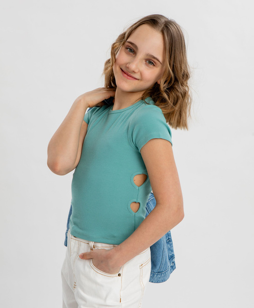 Футболка Button Blue, размер 152, цвет зеленый, 95% хлопок, 5% эластан - купить по выгодной цене ...