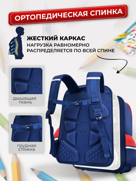 Рюкзак школьный с ортопедической спинкой для начальной и средней школы ...