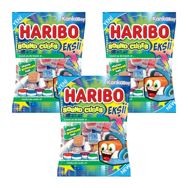 Жевательные конфеты Haribo Кислые Sound Cubes Халяль 3 шт. по 70 г ...