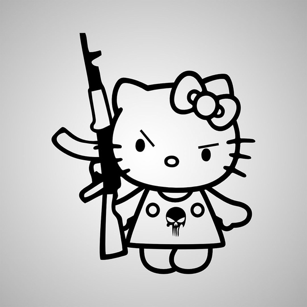 Наклейка Hello kitty с автоматом, черная - купить по выгодным ценам в ...