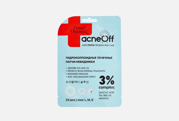 Локальные Патчи для лица от прыщей Funny Organix acne patches, 24 мл ...