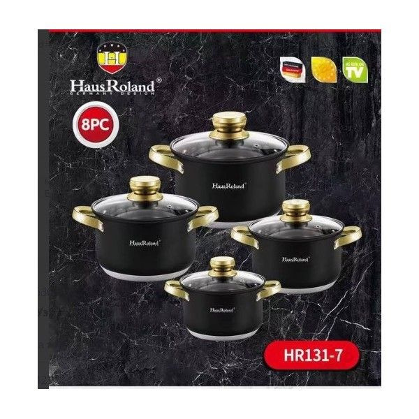 Набор кастрюль Haus Roland, Нержавеющая сталь, Стекло, 2,1 л, 2,9 л, 3 ...