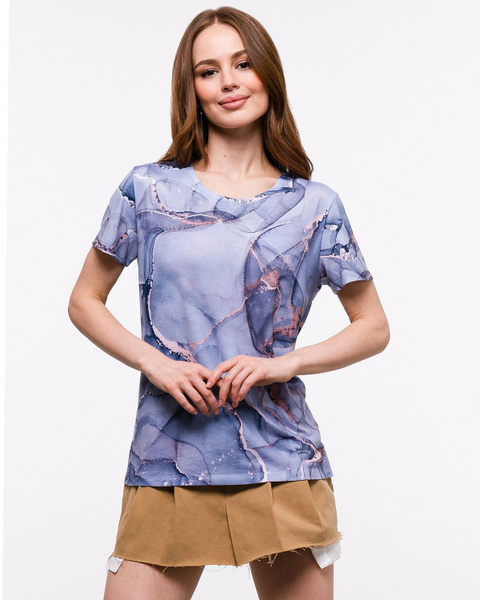 Футболка SAHAR art lab, размер 52, цвет голубой, вискоза 60%, полиэстер 40% - купить по выгодной ...