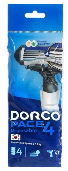 DORCO Станок одноразовый Pace 4 PRO, 4 лезвия, плавающая головка ...