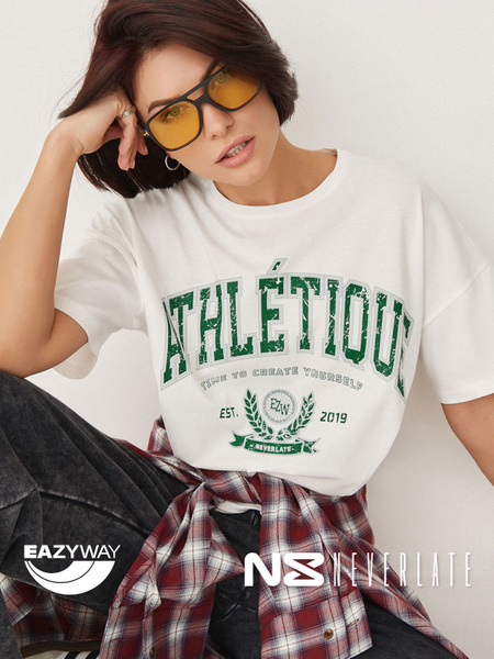 Футболка NEVERLATE, размер 42, цвет белый, оливковый, 100% хлопок - купить по выгодной цене в ...