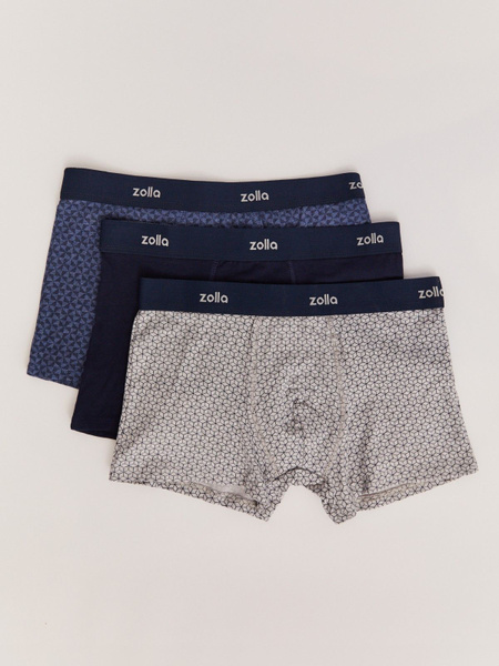 Трусы Мужской Zolla боксеры Хлопок, Эластан темно-синий, размер 48 Китай Повседневный, рост 182 ...