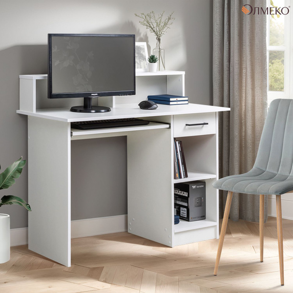 Компьютерный стол Олмеко 49.15-01_Белый / ДВПО: белый, 106.6х50.8х94.5 ...