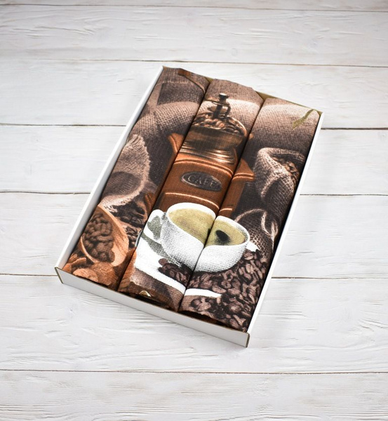 Полотенце подарочное АРСЕНАЛ Арабика Тейково Вафельное полотно, Хлопок ...