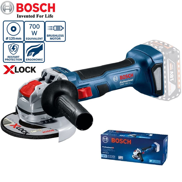 Аккумуляторная угловая шлифовальная машина Bosch GWX 180-Li, 125 мм, X-lock система быстрой ...