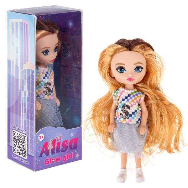 1toy Alisa Glow Girl Кукла C разноцветными волосами гнущимися коленями