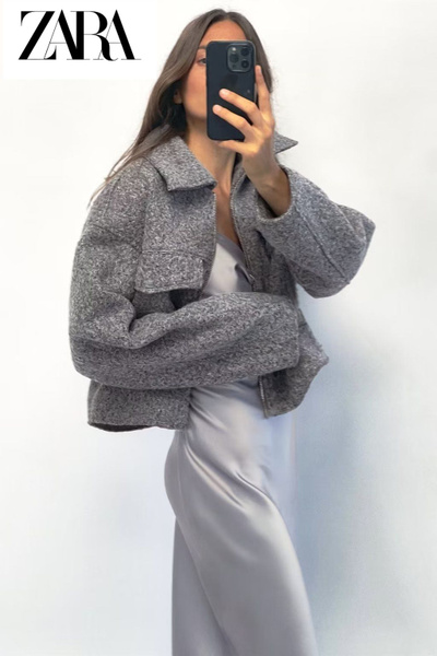 Куртка Женский Zara Пряжки пепел Лавсан, размер 44 Демисезон Испания купить c доставкой на OZON ...