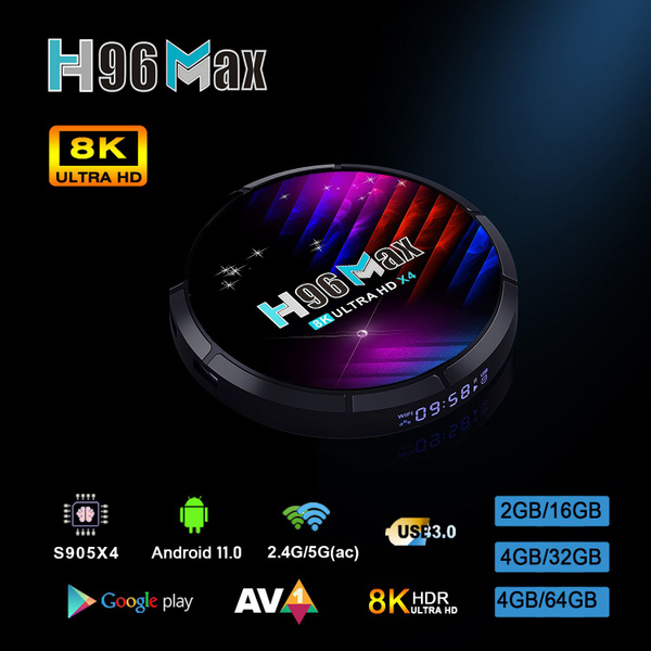 H96 Max X4,Четырехъядерный двойной WiFi с Bluetooth DDR3 Android 11 ...