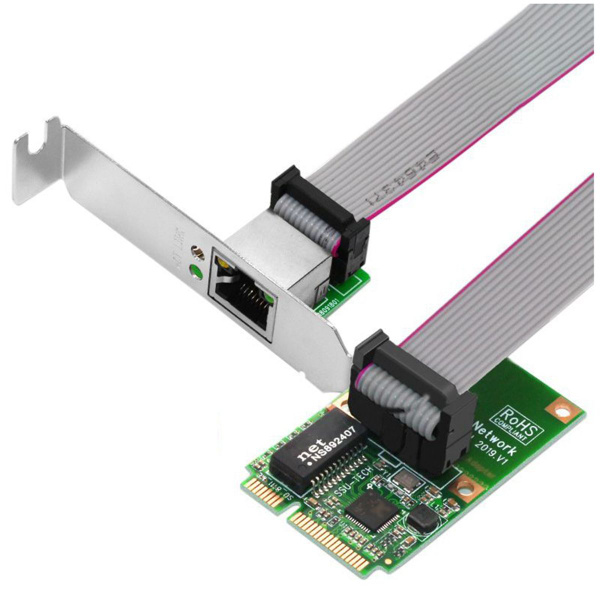 Сетевая карта Mini PCIE Gigabit с одним портом RJ45 Ethernet 10/100 ...