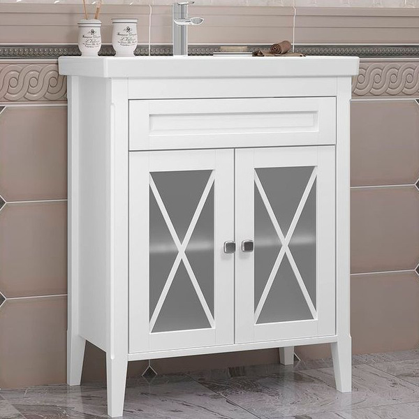 Тумба Opadiris Палермо 70, цвет белый матовый (под раковину CeraStyle FRAME 70), без раковины ...