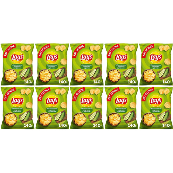 Чипсы картофельные Lay's малосольные огурчики-укроп 140 г, набор: 10 штук купить на OZON по ...