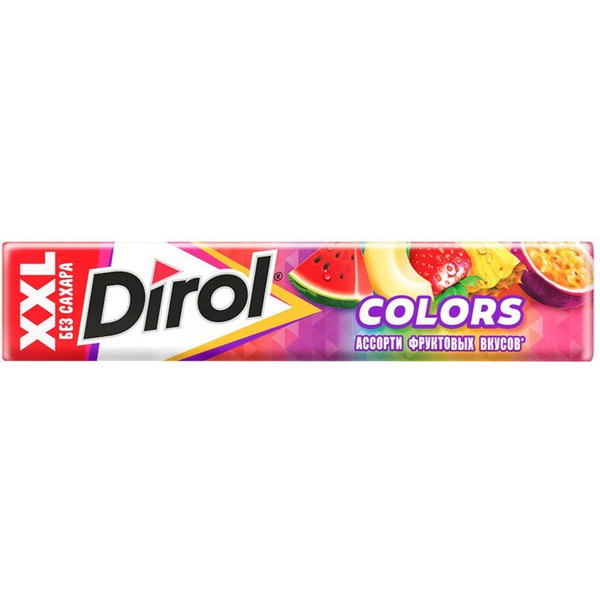 Жевательная резинка Dirol Colors XXL Ассорти фруктовых вкусов 19 г ...