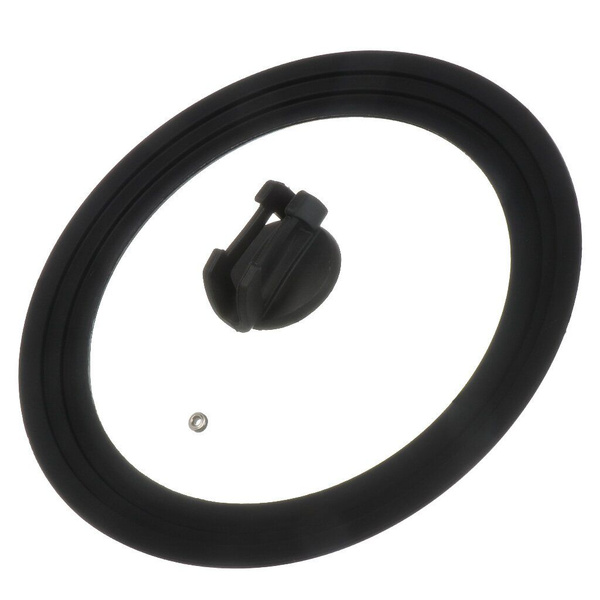 Крышка для посуды стекло, Daniks, 24/26/28, кнопка силикон, черная, ручка держатель купить на ...