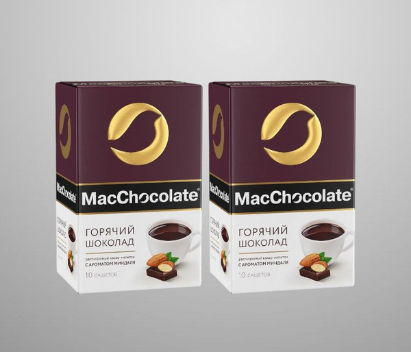 MacChocolate Растворимый напиток, Горячий шоколад, Миндаль, 20 г х 10 пак, 2 упаковки - купить с ...