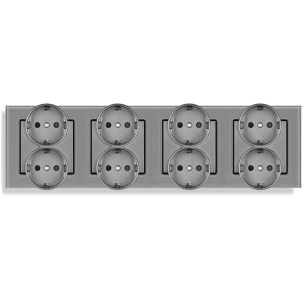 Розетка электрическая,4 поста розетки двойные с заземлением и защитными ...