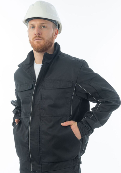 Куртка рабочая Мужской BRODEKS, размер 54 черный, рост 176-182 Смесовая ткань Однотонный Молния ...