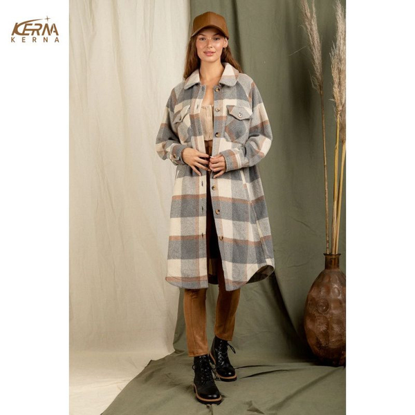 Шуба искусственная KERNA, Зима, размер 58, цвет светло-серый, Полиэфирное волокно - купить по ...