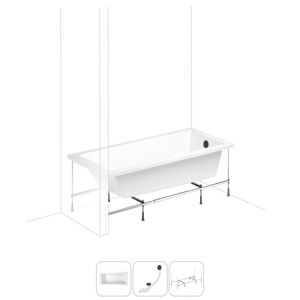 Акриловая ванна 170x80 с каркасом Lavinia Boho Element 202011015 в ...