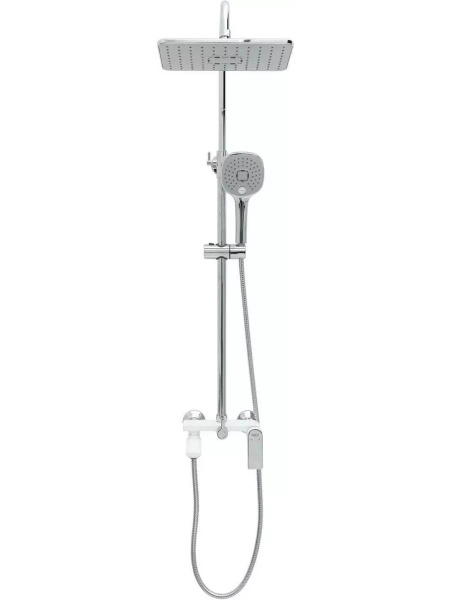 Душевая система Haiba HB24505-8 с верхним тропическим душем и ручной лейкой, белая/хром купить ...