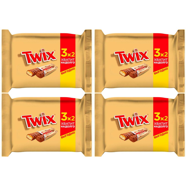 Батончик Twix шоколадный с печеньем-карамелью 165 г, набор: 4 штуки купить на OZON по низкой ...