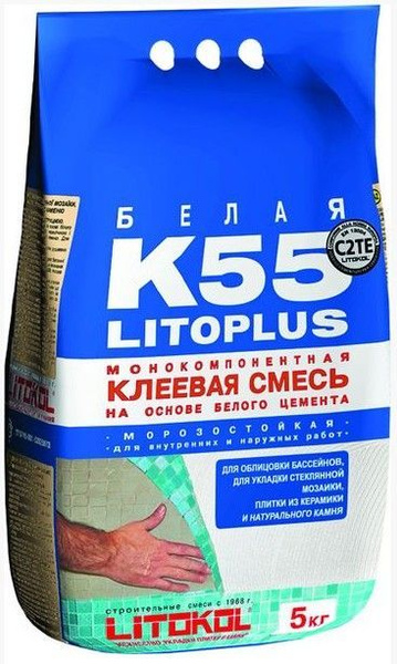Lehner Клей для плитки Клей для мозаики и мелкой плитки LITOPLUS K55 5 кг купить на OZON по ...