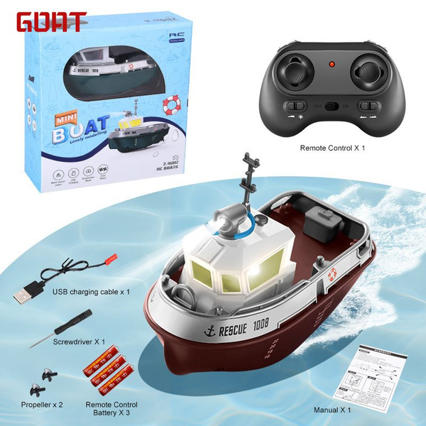 1 / 32 S820 RC Boat Mini Tugboat 2.4G Мощный двухмоторный беспроводной ...