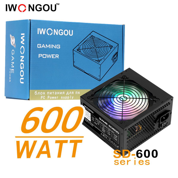 блок питания для пк IWONGOU 600W (SD600) ATX,12CM кулер ,20+4Pin,1*CPU ...