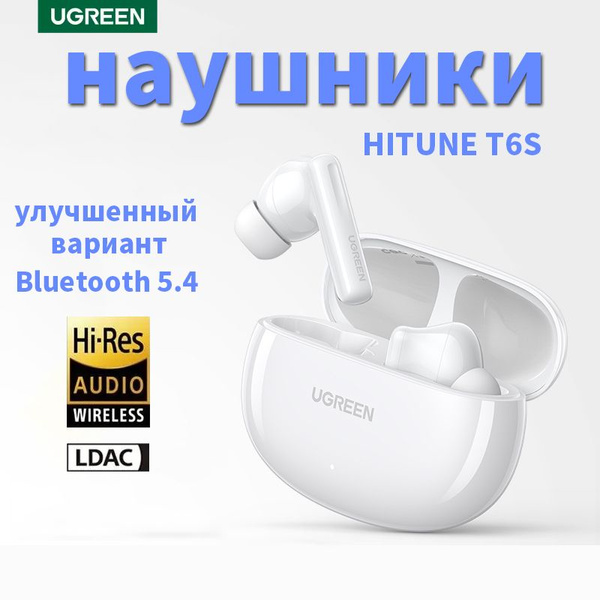 Беспроводные наушники UGREEN WS205 45585 HiTune T6S с активным шумоподавлением Hi-Res LDAC Sound ...