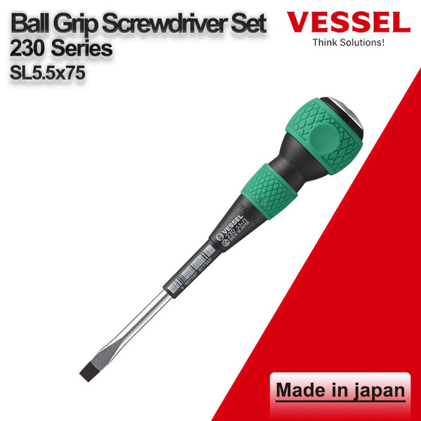 VESSEL Отвертка с шариковой рукояткой, ударная отвертка,Slotted,230 SL5 ...