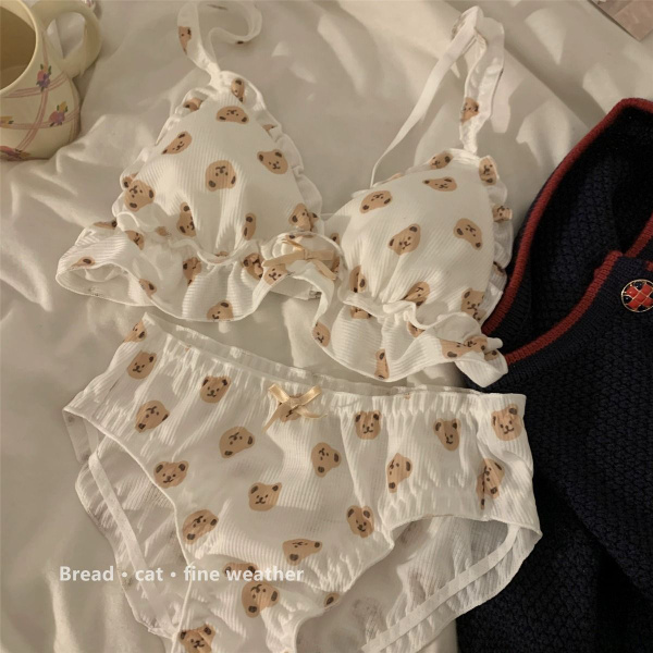 Комплект белья Женский SYJWY белый Пряжка Хлопок, Нейлон Бахрома, Капюшон, размер 75A, 75B ...