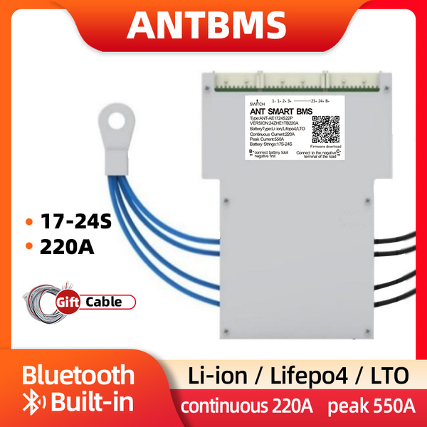 Ant smart BMS Li-Ion LiFePo4 LTO 17S-24S 220A непрерывный пик 550A ...