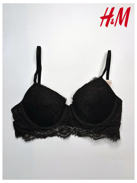 Бюстгальтер Женский H&M с мягкой чашкой, размер 80B черный Полиамид Повседневный Бангладеш ...