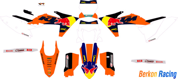 Графика на мотоцикл КТМ (2024) GR8, KEWS, HENGJIAN (толщина 600 мкм) (Red bull black/white ...