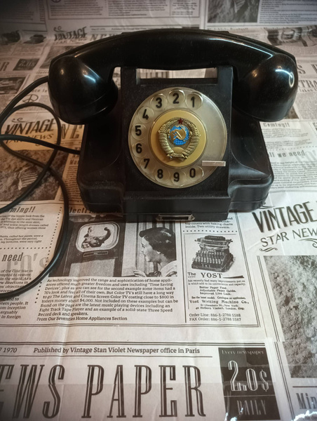 Телефон настольный "Тан", раритетный, дисковый, стационарный сотовый/проводной, СССР, 1950-1960 ...
