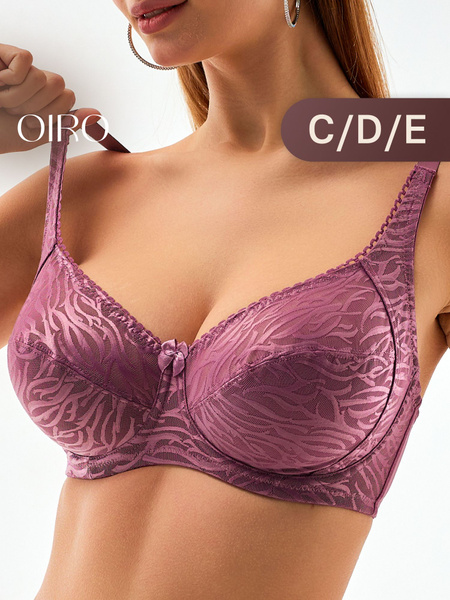 Бюстгальтер Женский OIRO мягкая чашка на каркасе, на косточках, размер 90E фиолетовый Полиамид ...