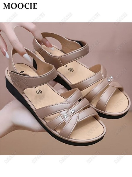 Босоножки Женский MOOCIE Без каблука ABS пластик, Искусственная кожа, размер 37 Толстая подошва ...
