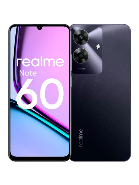 Смартфон realme Note 60 RMX3933 128 ГБ 6 ГБ Черный IPS 2 SIM купить c ...