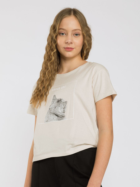 Футболка Девочки Reporter Young белый, кремовый, размер 170 Хлопок Повседневный Индия, рост 170 ...